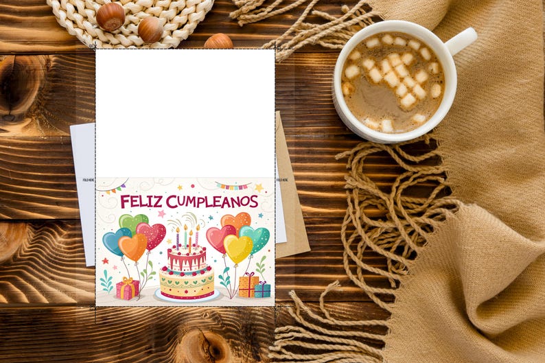 Colorful “feliz Cumpleaños” Birthday Card – Balloons & Cake – Printable ...