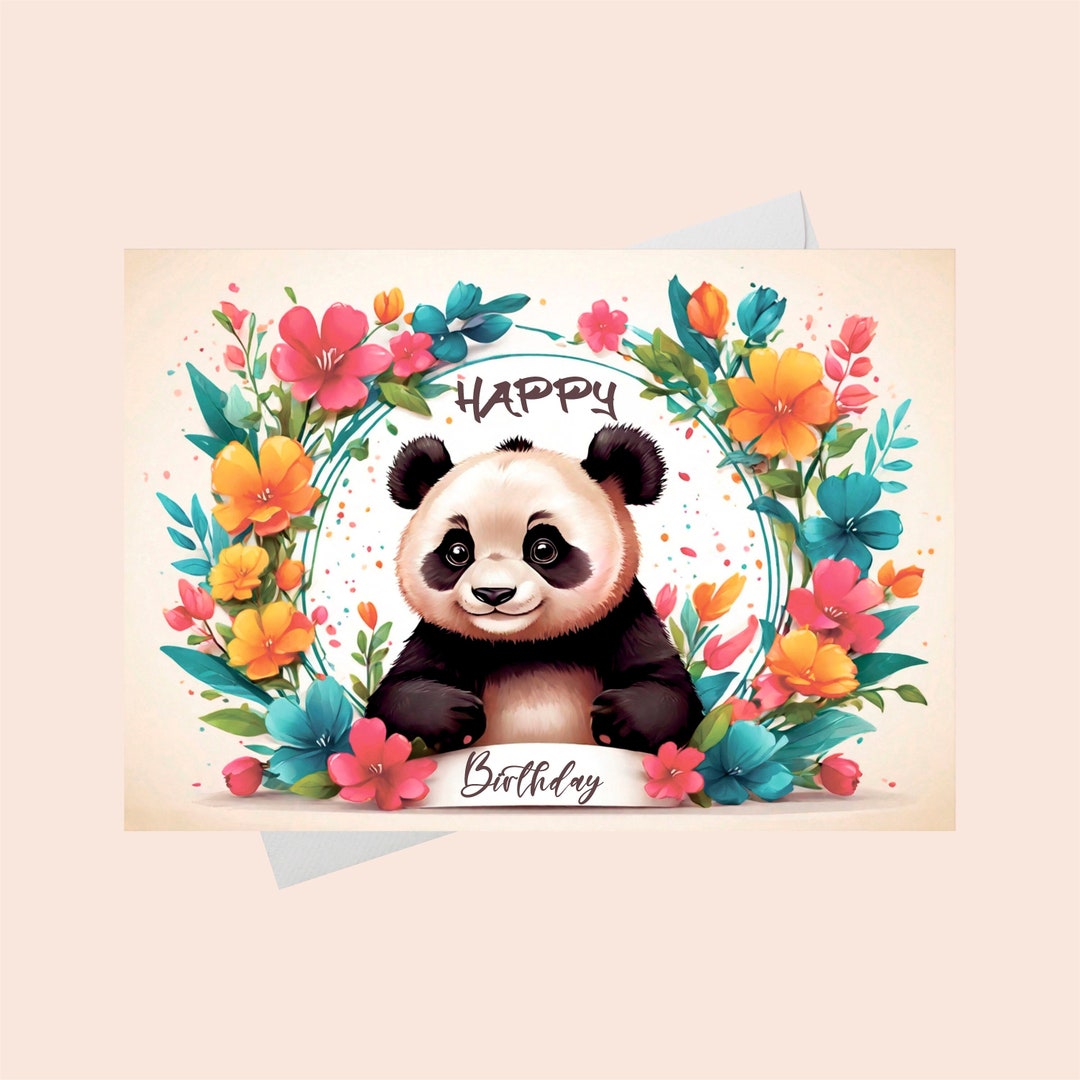 Happy Panda Birthday Card/digital Download/baby Panda Bear Birthday ...