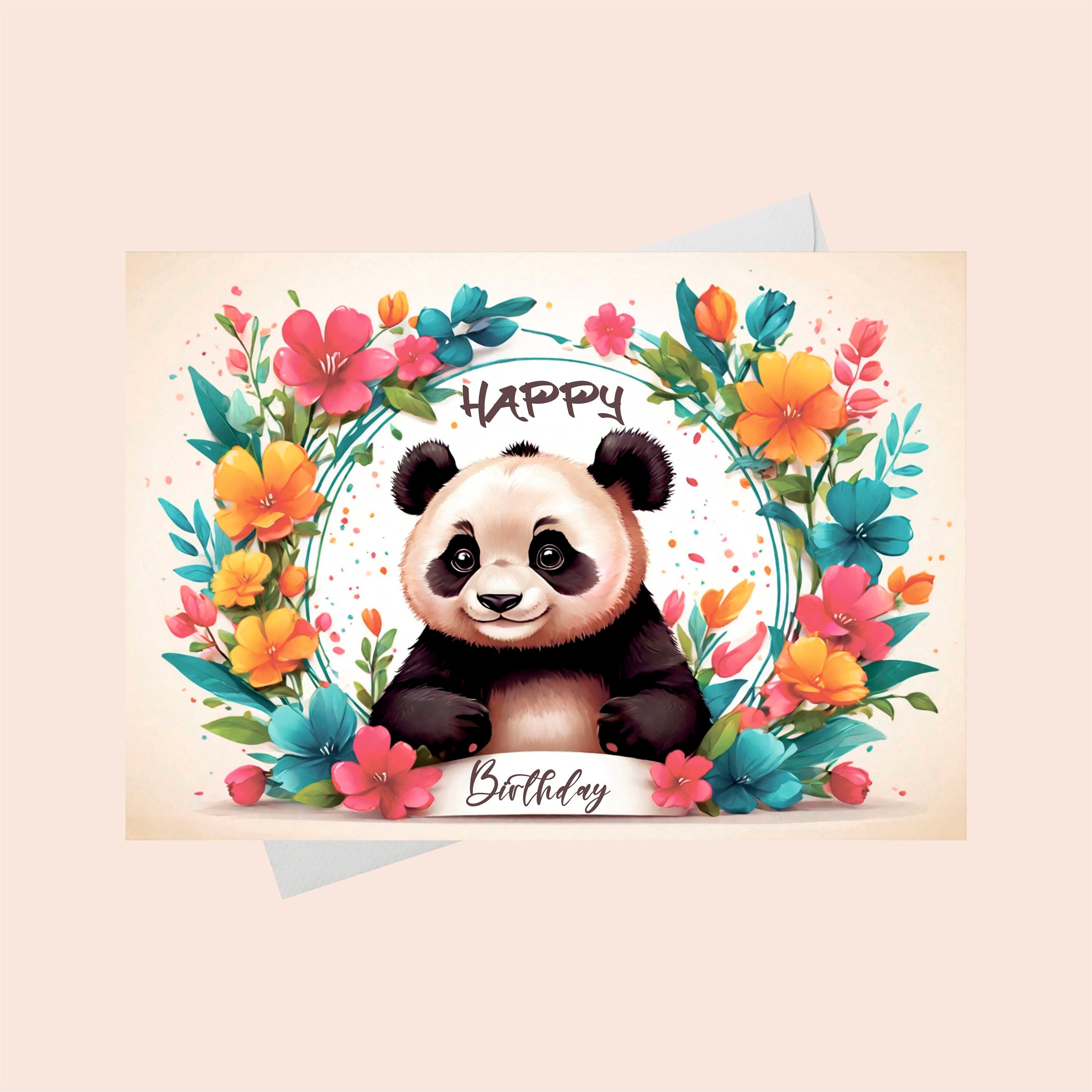 Happy Panda Birthday Card/digital Download/baby Panda Bear Birthday ...