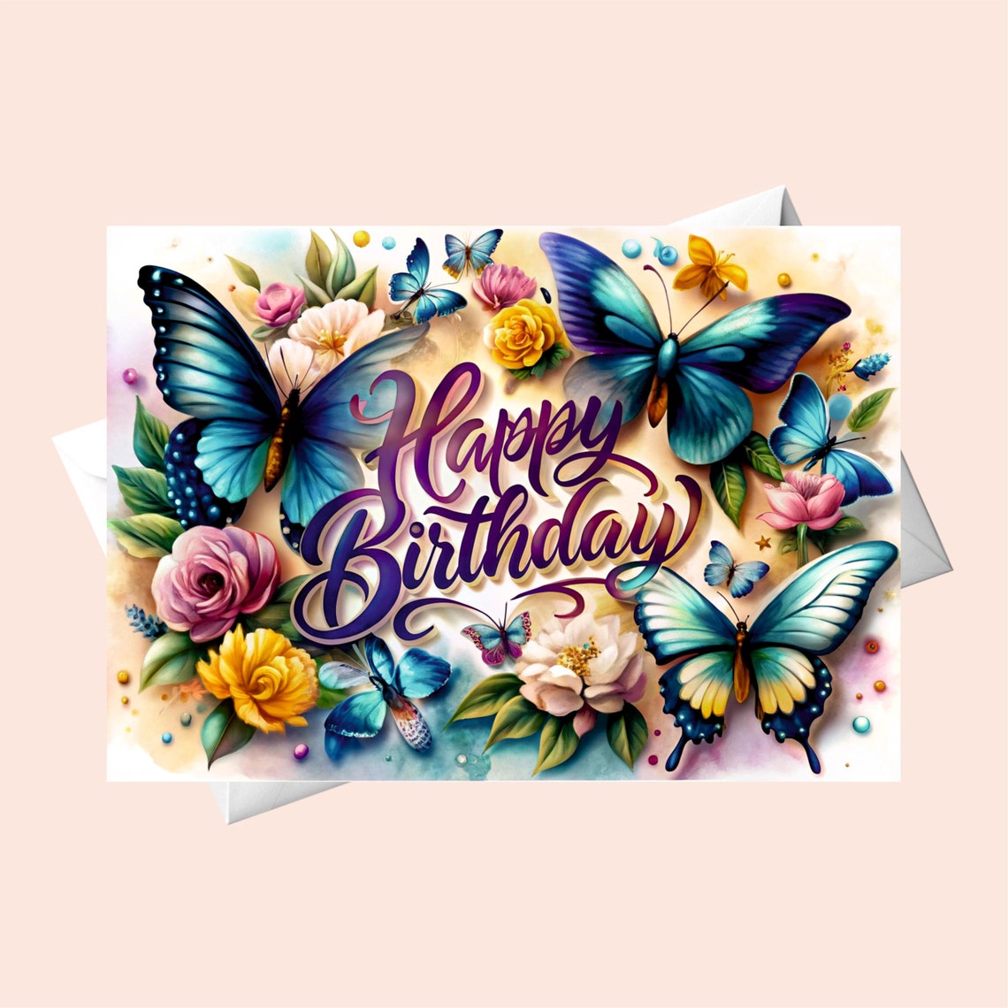Butterfly Birthday Card: Floral Printable Card (PDF) - Etsy