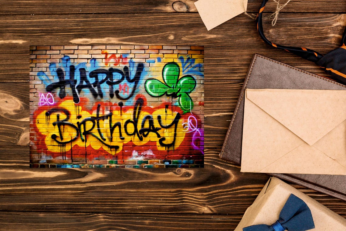 Graffiti Happy Birthday Drawing - Greeting Card/graffiti Card/digital ...