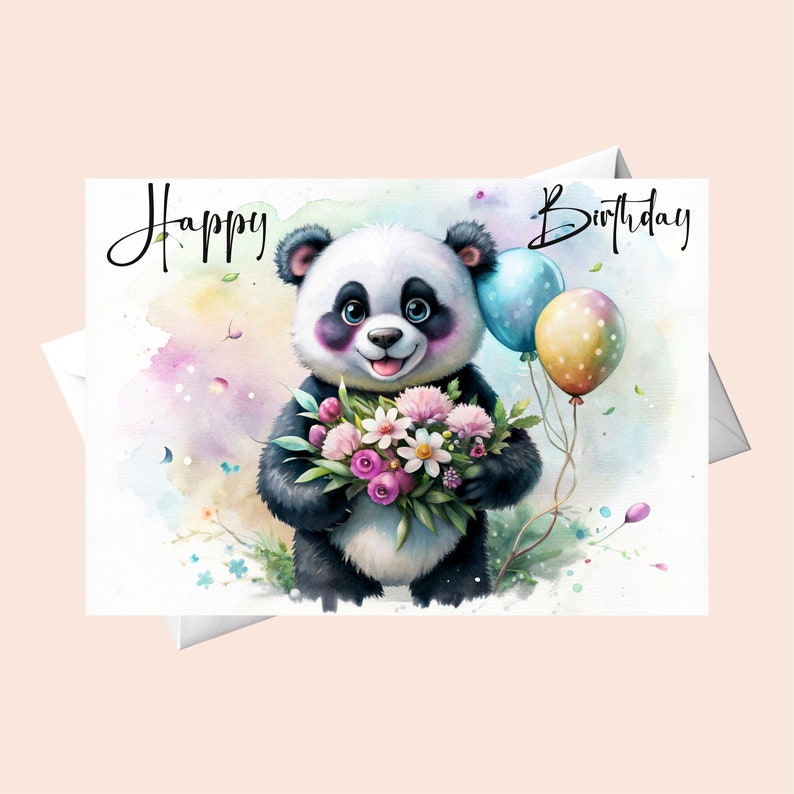 Panda Birthday Card/panda Bear Birthday Card. - Etsy