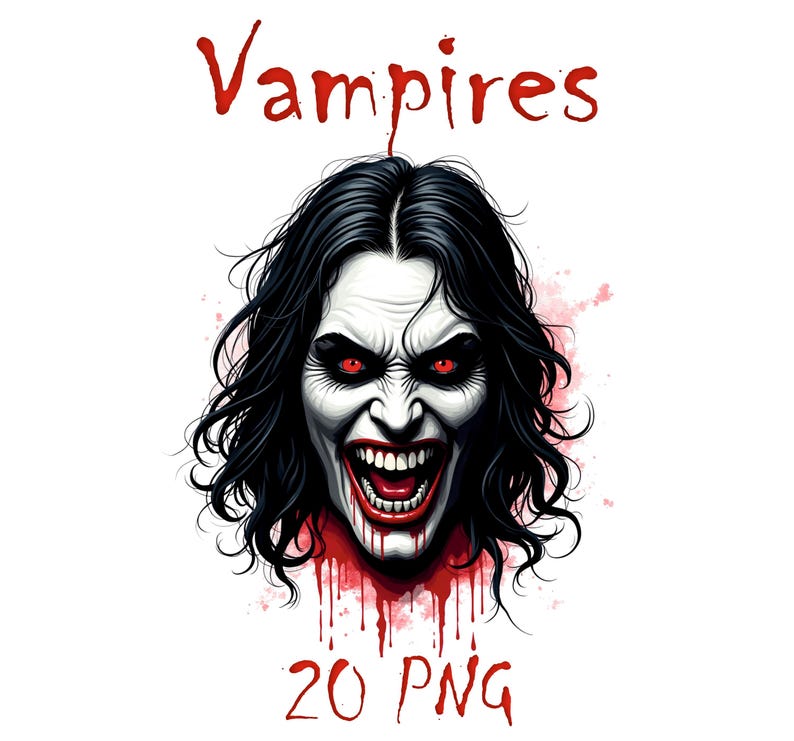 Vampires Watercolor Clip Art Set – 20 PNG Gothic Halloween Horror Art ...