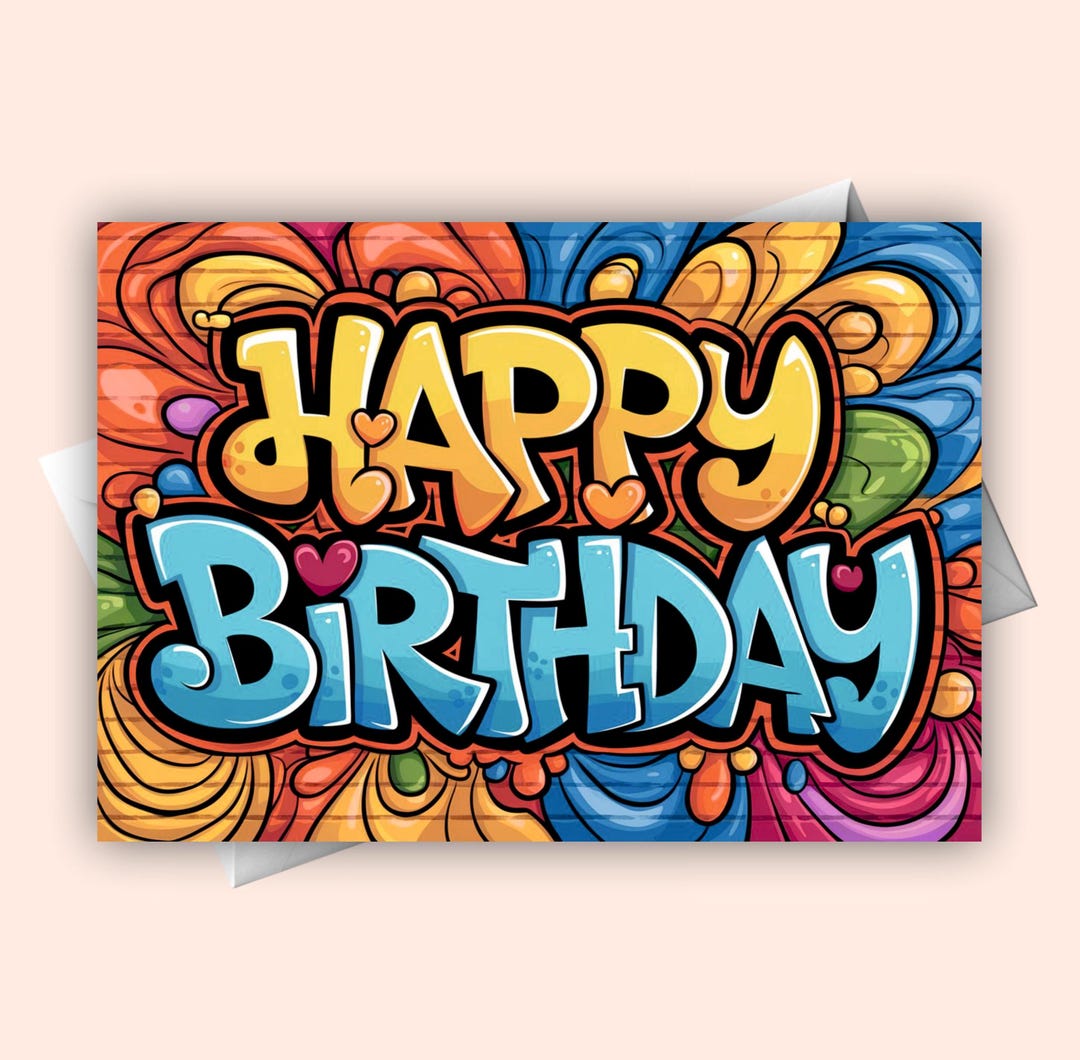 Happy Birthday Graffiti Lettering | Digital Graffiti Greeting Card ...