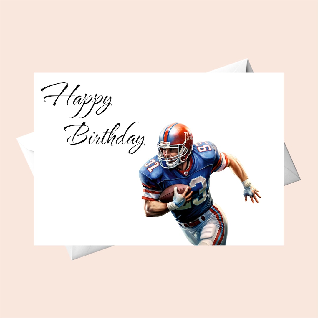 Happy Birthday Card - American Football/running Player Digital Card ...