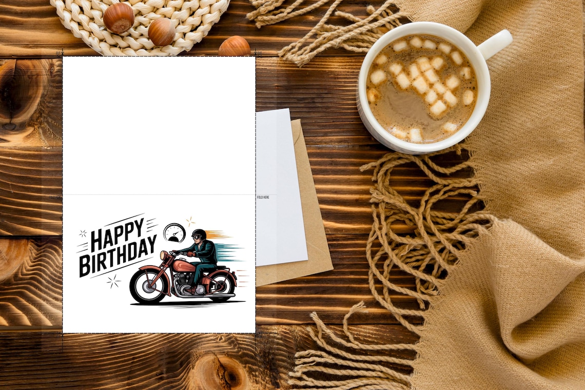 Motorcycle Rider Birthday Card | Digital Download | Biker Happy ...