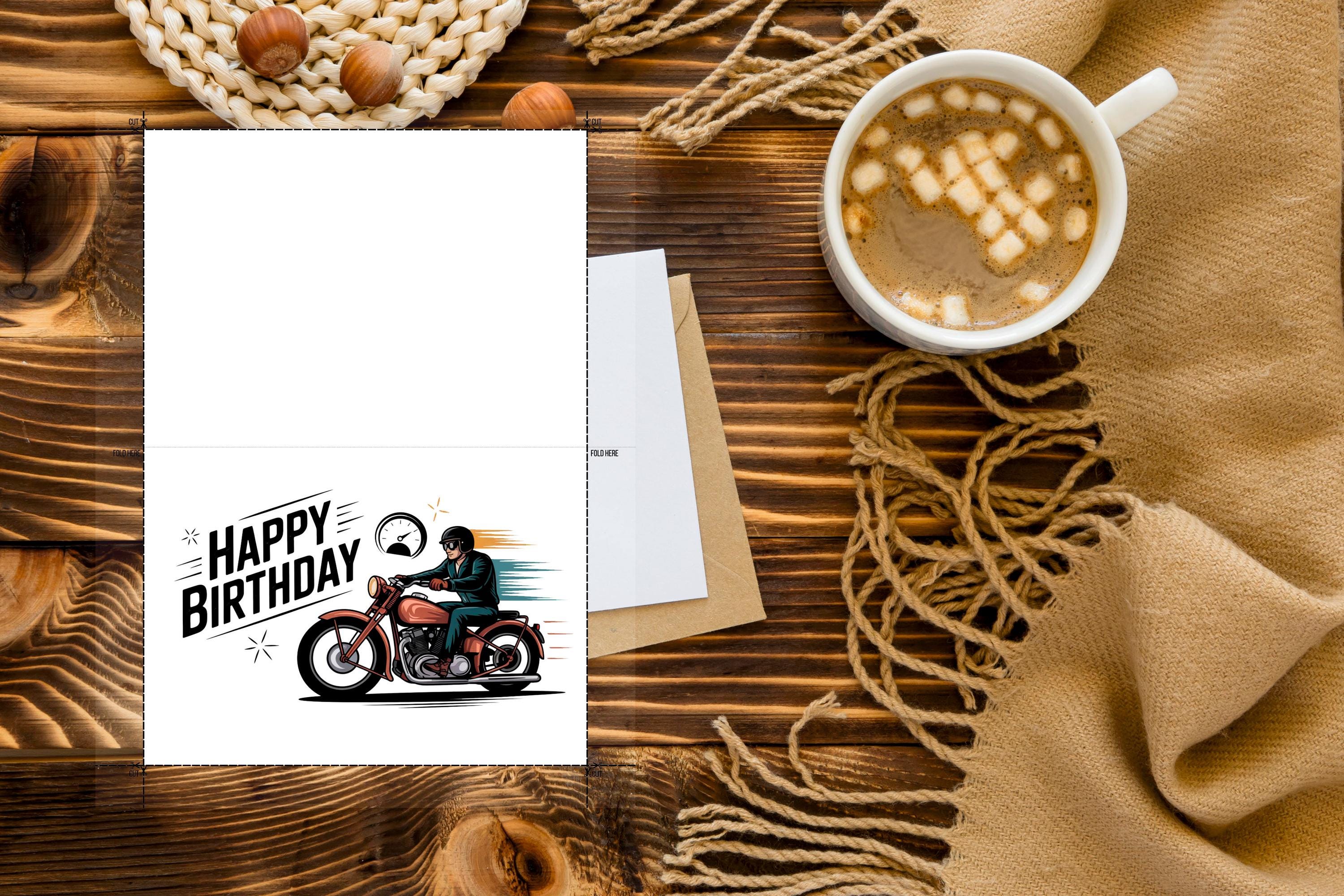 Motorcycle Rider Birthday Card | Digital Download | Biker Happy ...