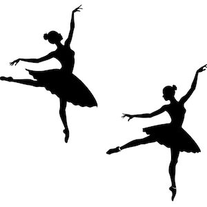 Ballerina Black and White Clip Art | Elegant Ballet Dancer Silhouettes ...