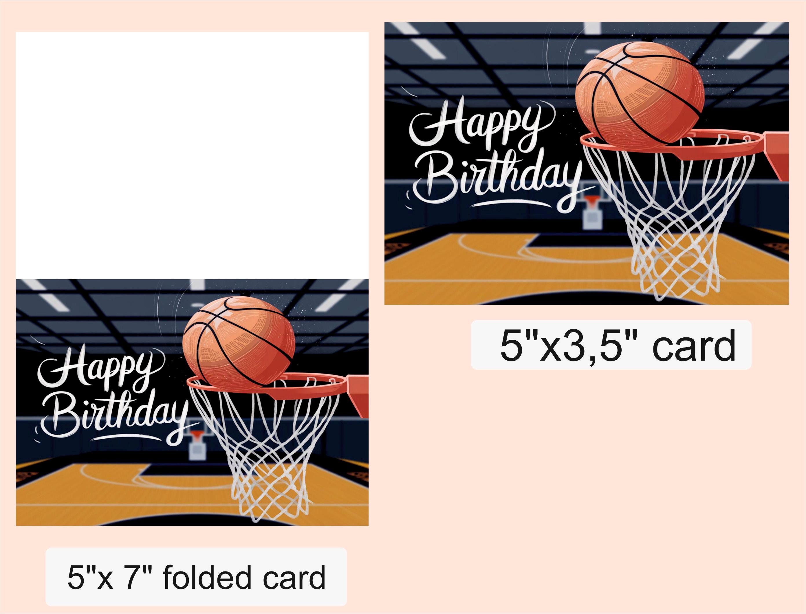 Printable Basketball Birthday Card – Digital Download – Sports Greeting ...