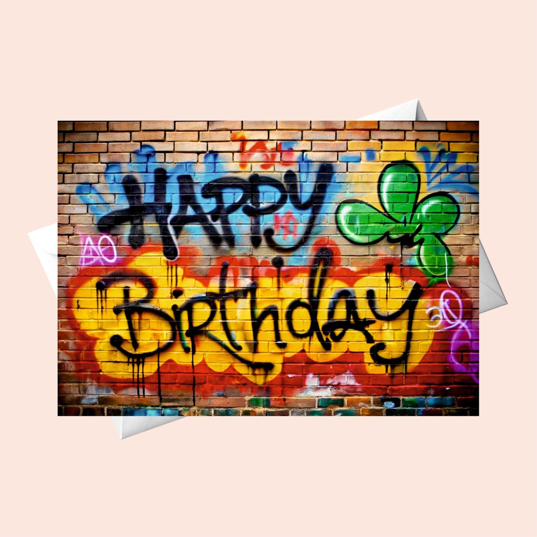 Graffiti Happy Birthday Card: Urban Art Greeting (digital Download) - Etsy