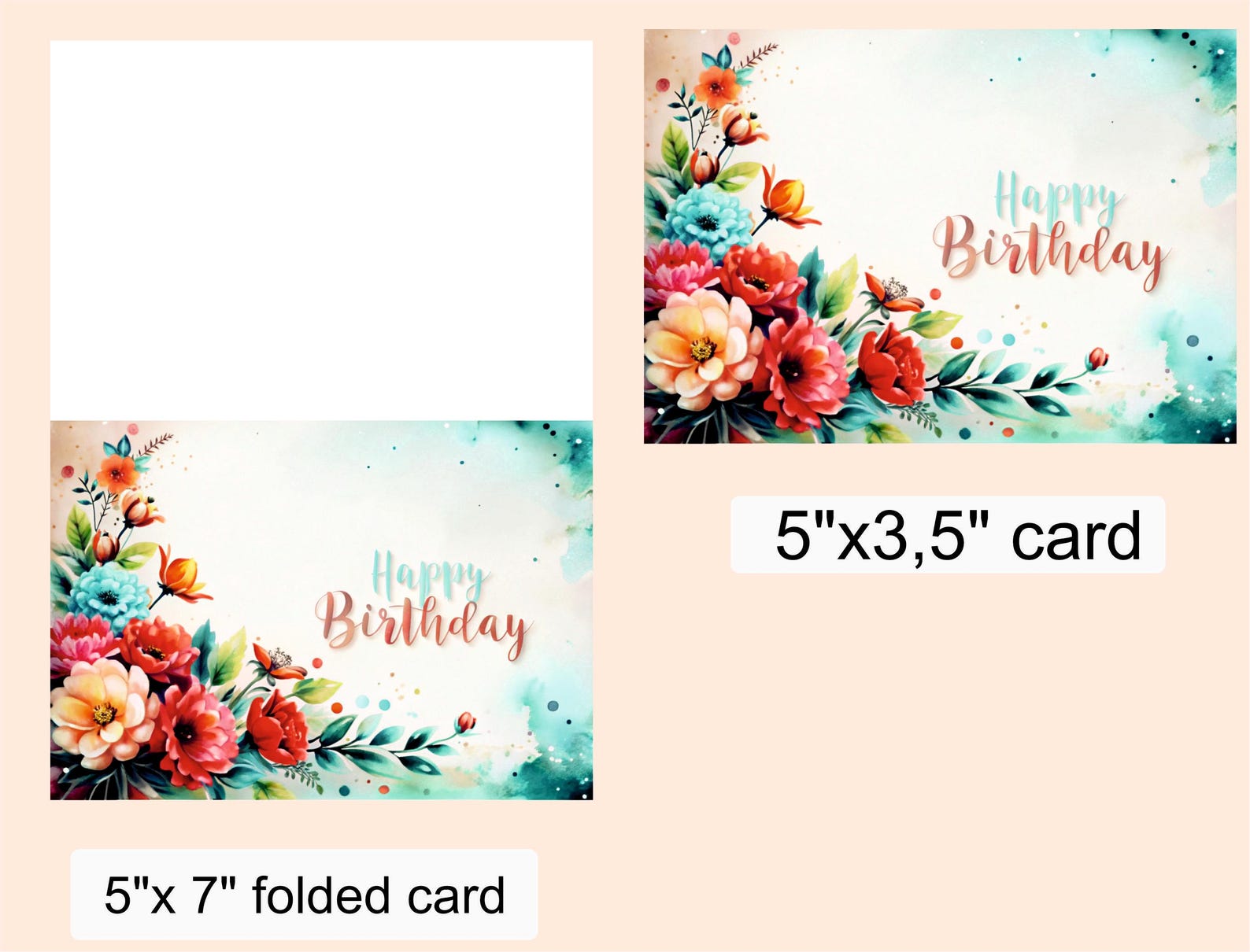 Colorful Flowers Happy Birthday Digital Card, Bright Floral Birthday ...