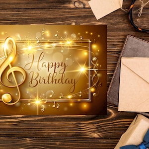 Happy Birthday Musical Notes Digital Card – Unique Birthday Greeting ...