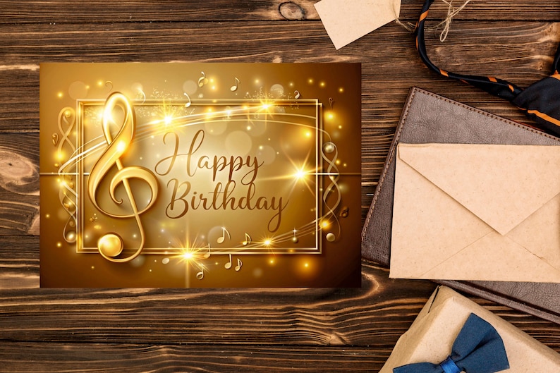 Happy Birthday Musical Notes Digital Card – Unique Birthday Greeting ...