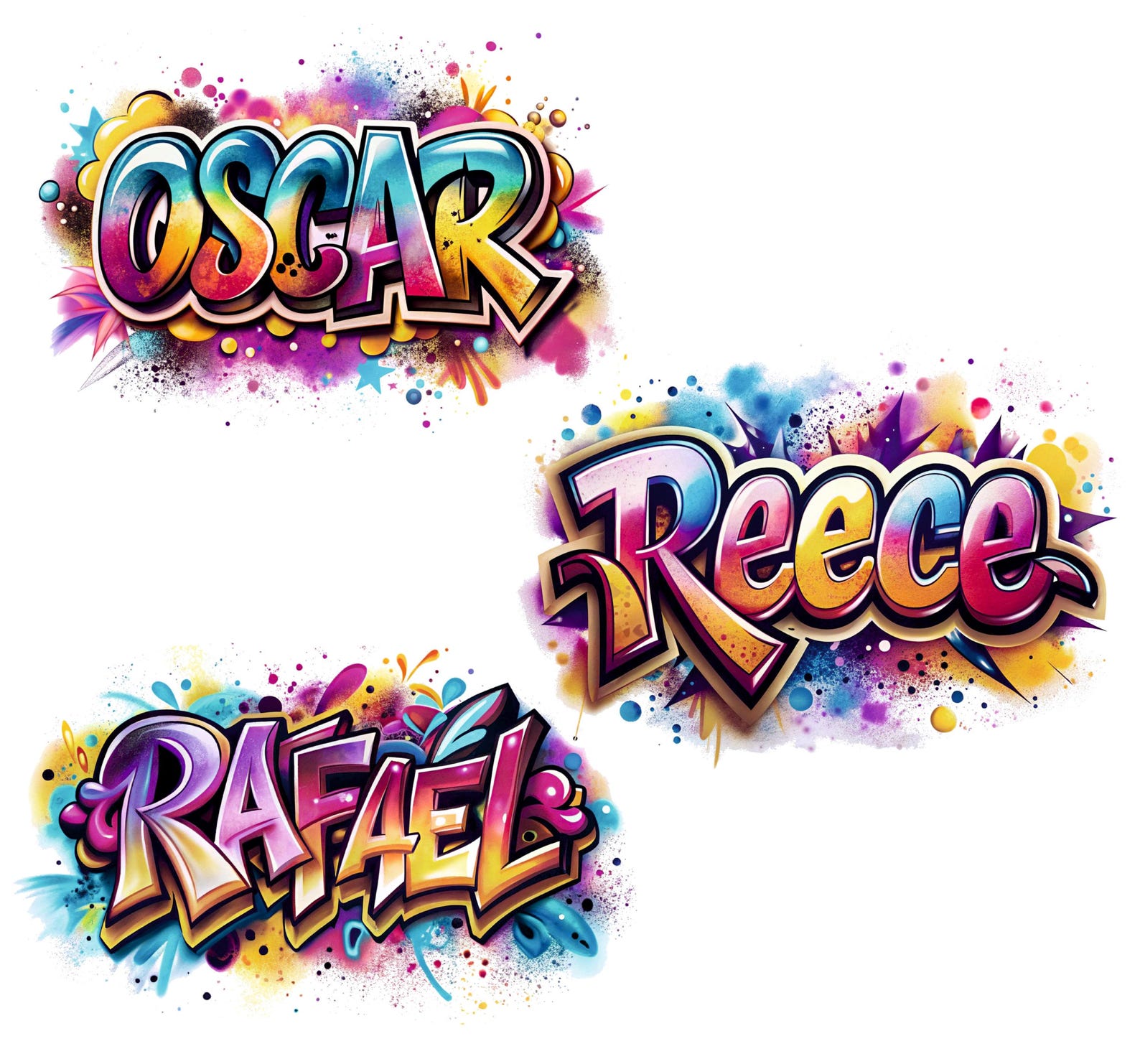 Graffiti-style Male Names Clipart - 21 PNG | Urban Street Art Name ...