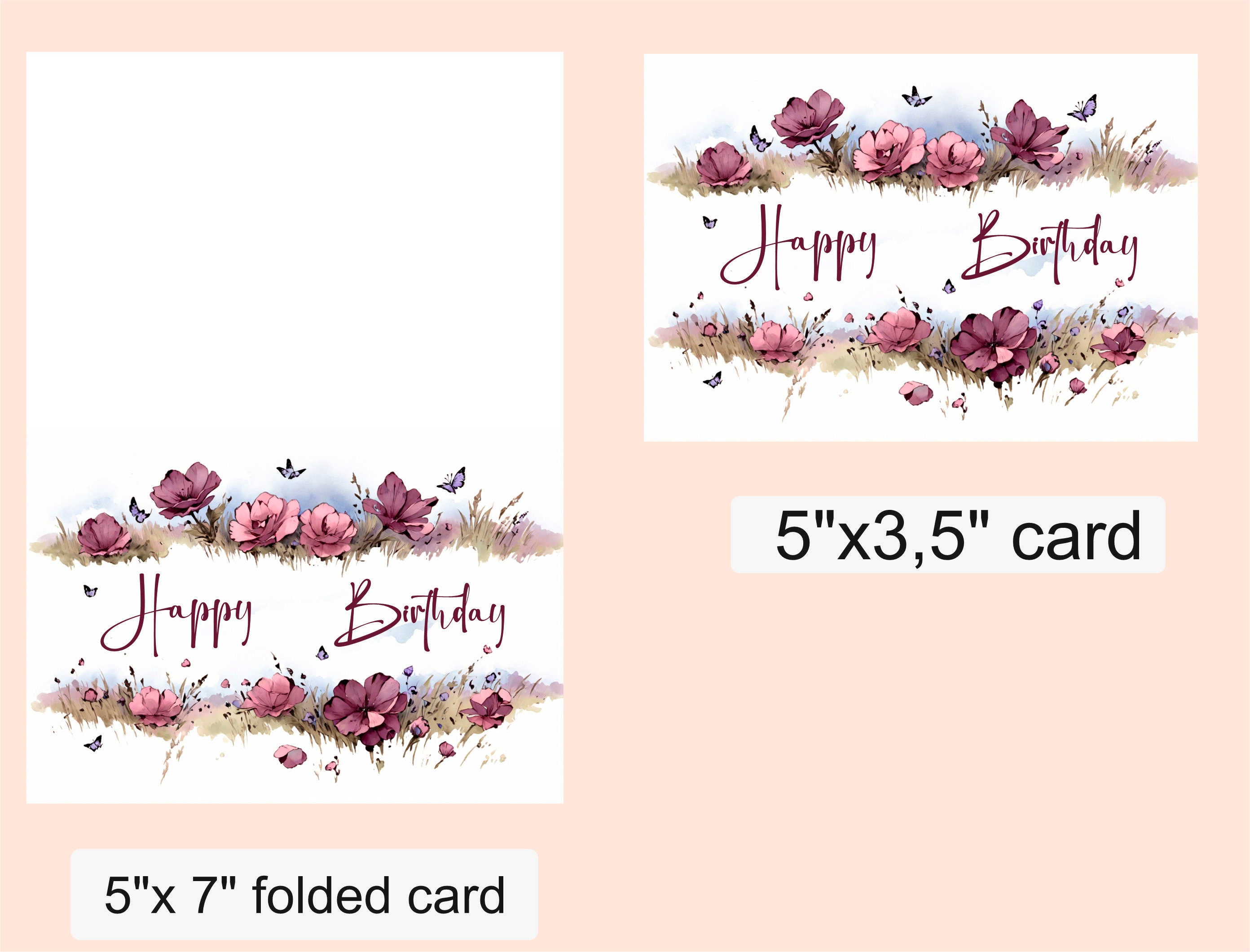 Happy Birthday Floral Greeting Card/birthday Card With Beautiful ...