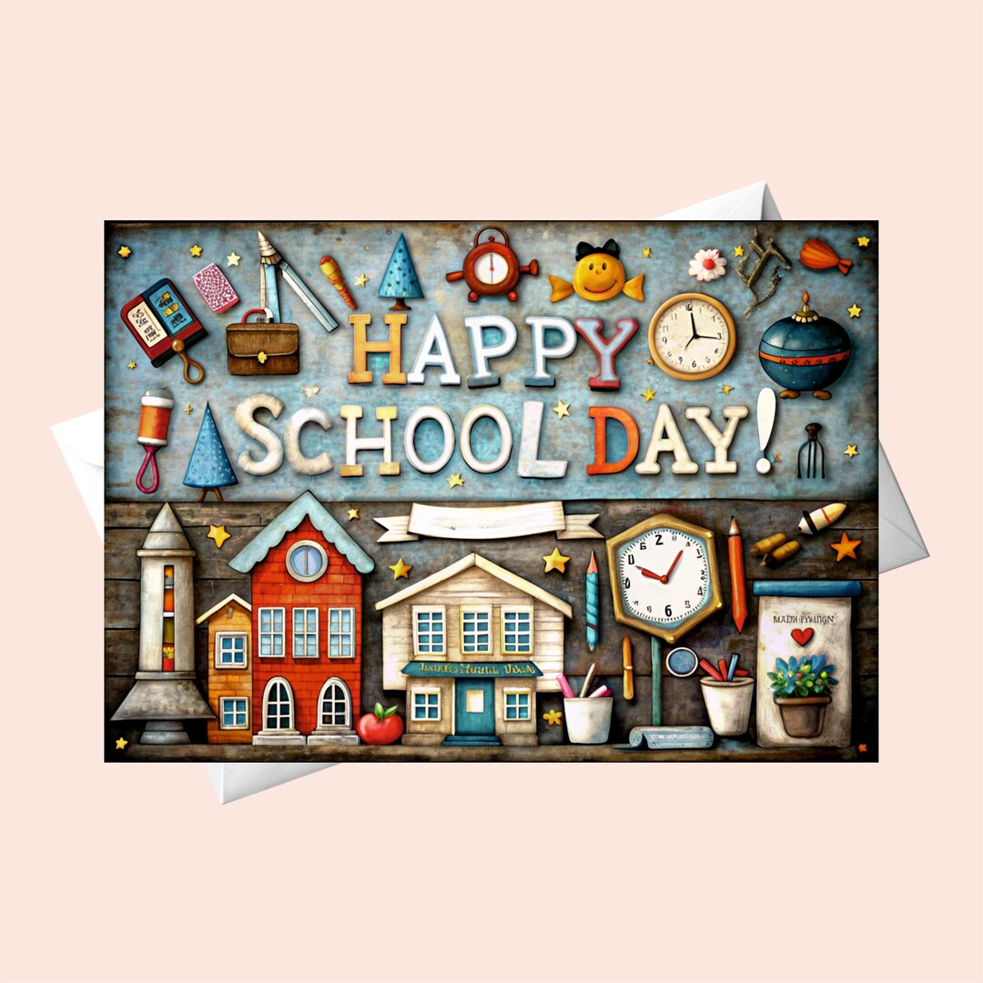 School Card - Happy School Day/student Congratulations Card/first Day ...
