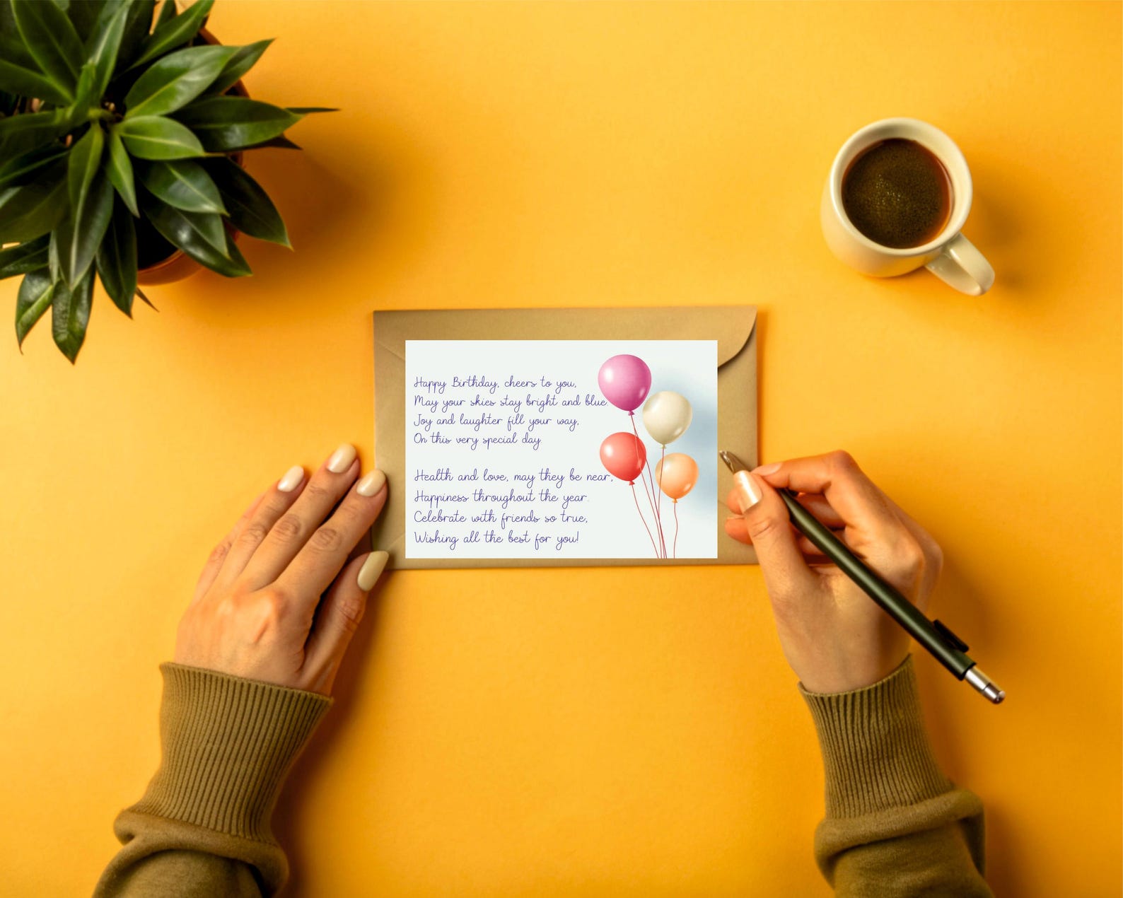 Balloons Happy Birthday Card With Verses (PDF) - Etsy