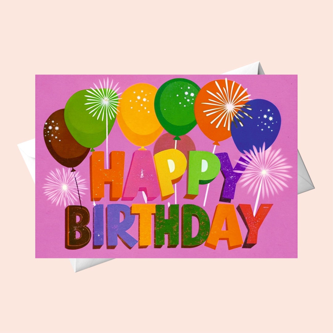 Balloons Birthday Card Printable (digital Download) - Etsy