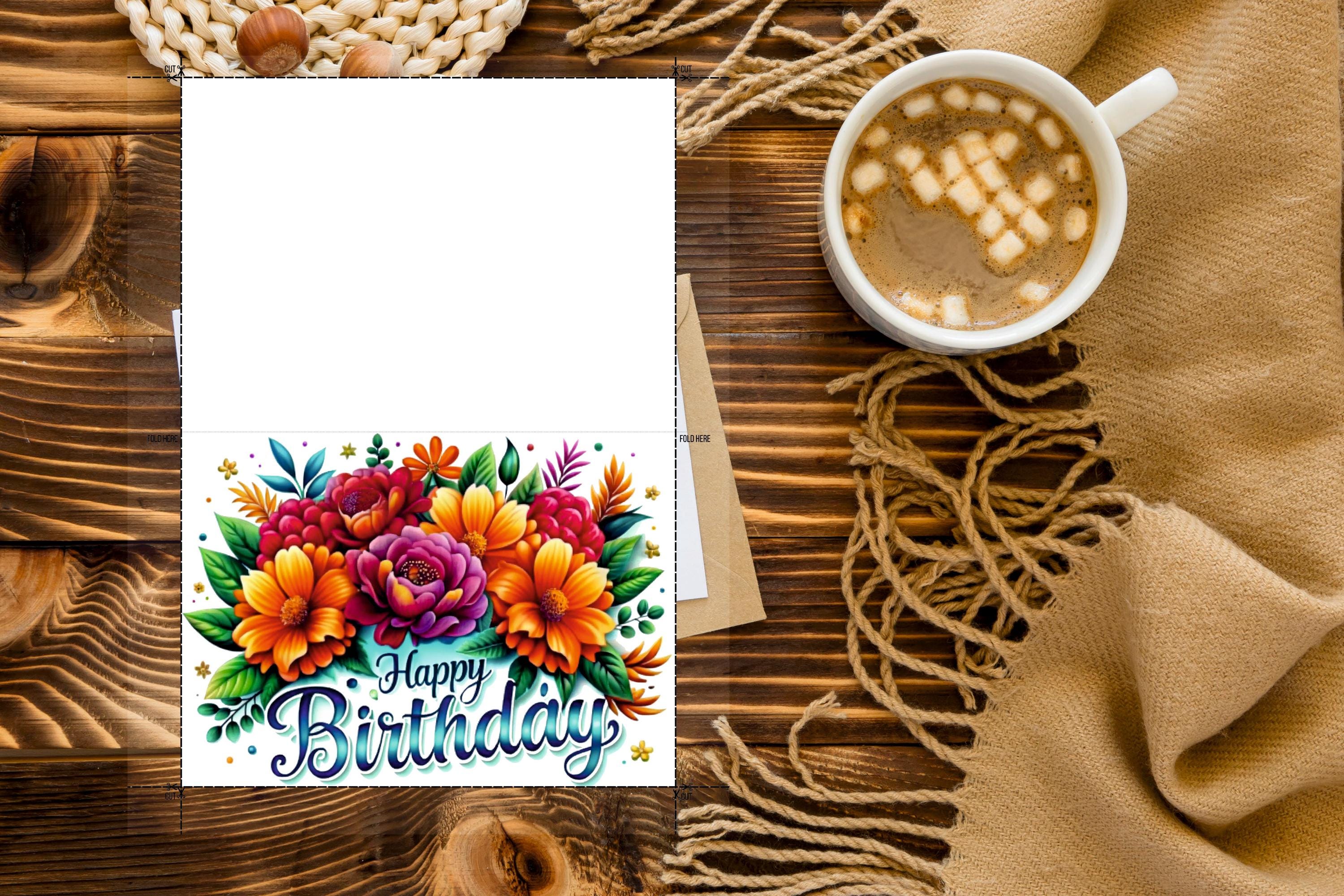 Happy Birthday Flowers Card | Digital Floral Birthday Greeting Card ...