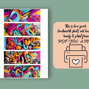10 Graffiti Printable Bookmarks/jpg Bookmark Sheets/digital Download ...