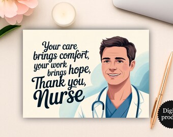 Nurse Appreciation Card - Printable Thank You Note - Digital Download ...
