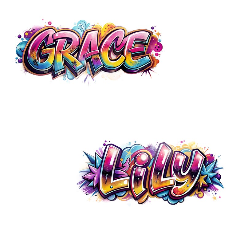 Female Name Graffiti Clipart, Colorful Street Art (PNG) - Etsy