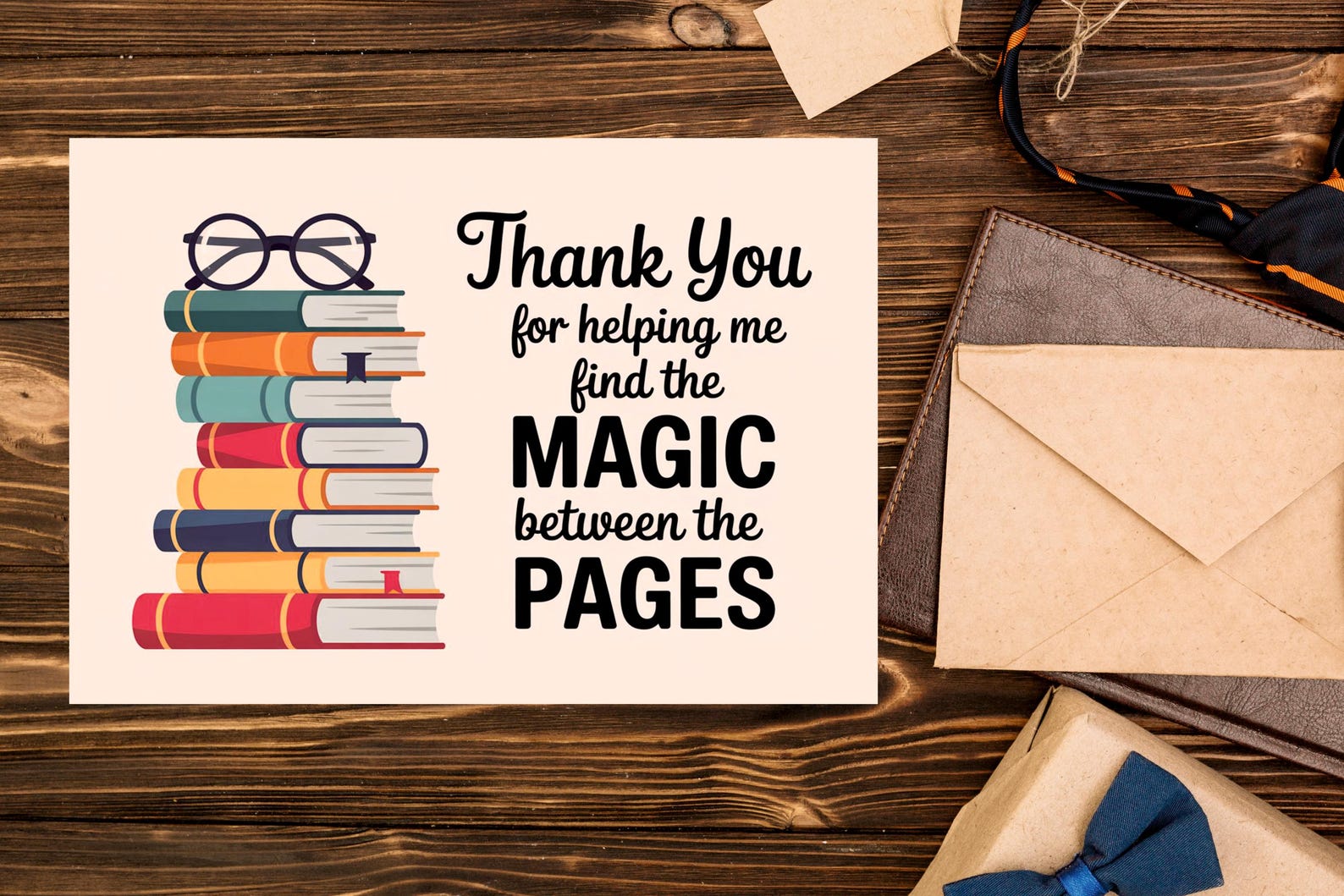 Teacher Thank You Card: Magic Between Pages, Book Lover Gift (PDF ...