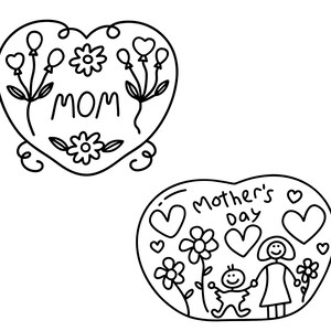 Happy Mother's Day Clipart - Black & White Set | 10 PNG and JPG Files ...