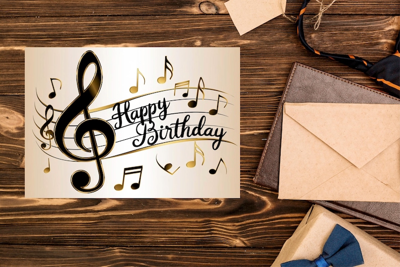 Music Notes Birthday Card: Printable Musical Theme (digital Download ...