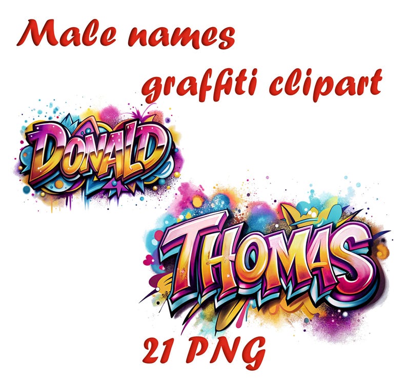 Graffiti-style Male Names Clipart - 21 PNG | Urban Street Art Name ...