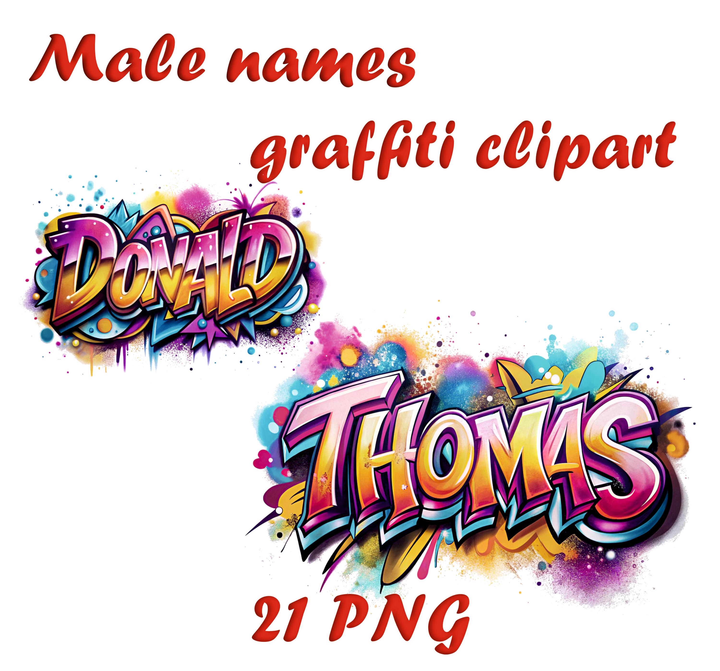 Graffiti-style Male Names Clipart - 21 PNG | Urban Street Art Name ...
