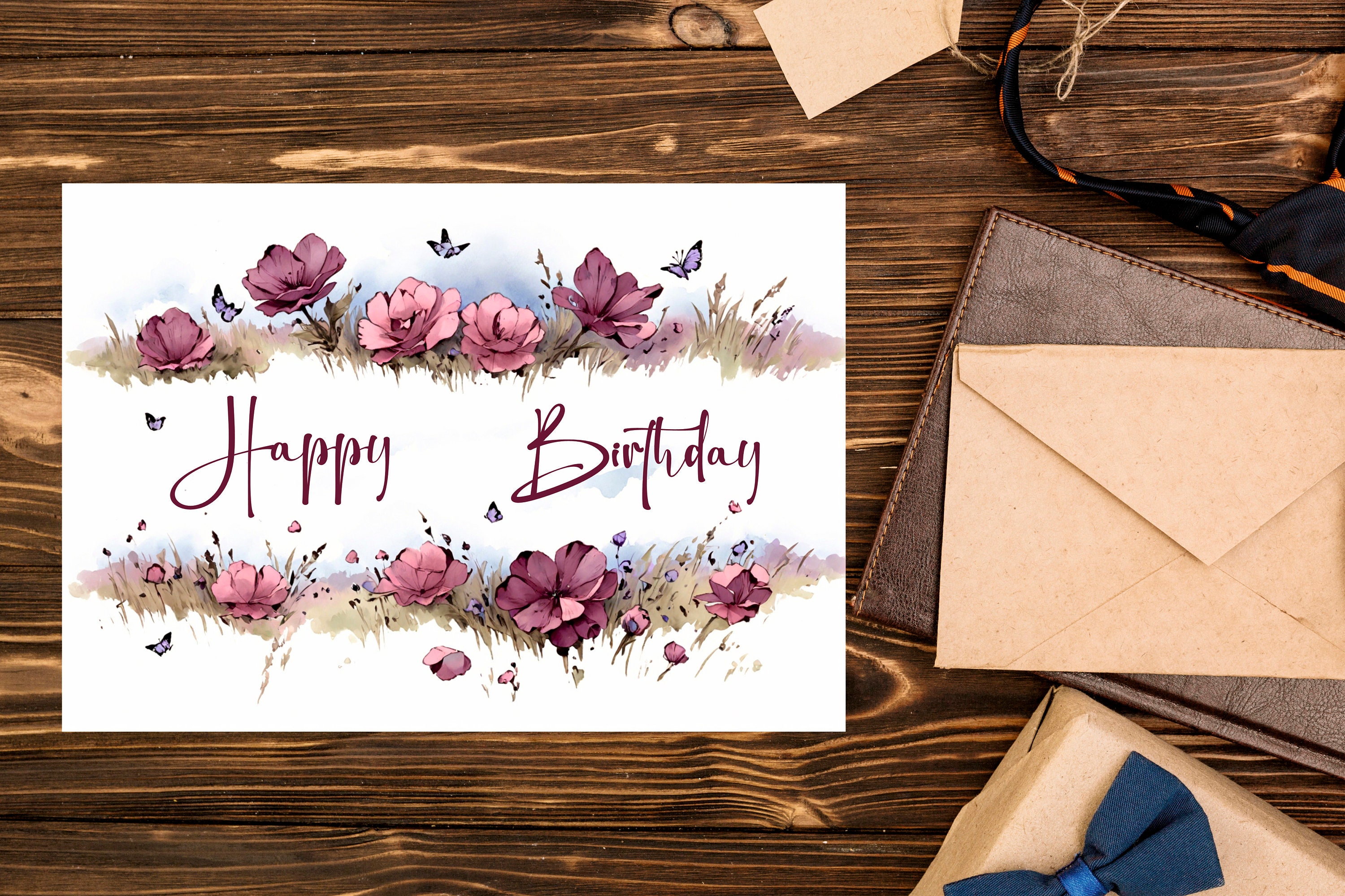Happy Birthday Floral Greeting Card/birthday Card With Beautiful ...