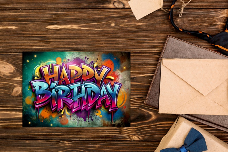 Graffiti Style Happy Birthday Card: Urban Art (digital Download) - Etsy