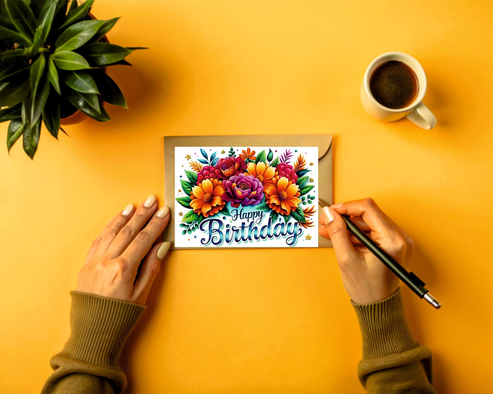 Happy Birthday Flowers Card | Digital Floral Birthday Greeting Card ...