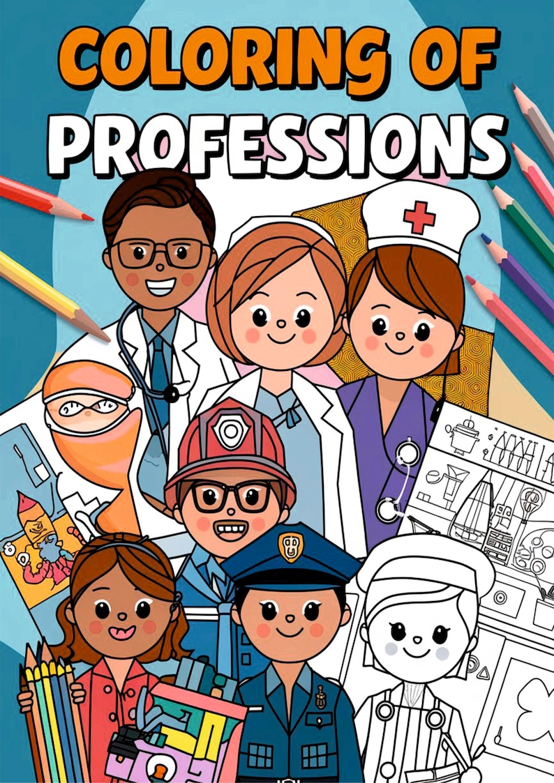 Professions Coloring Book 25 Pieces/coloring Pages for Adults and ...