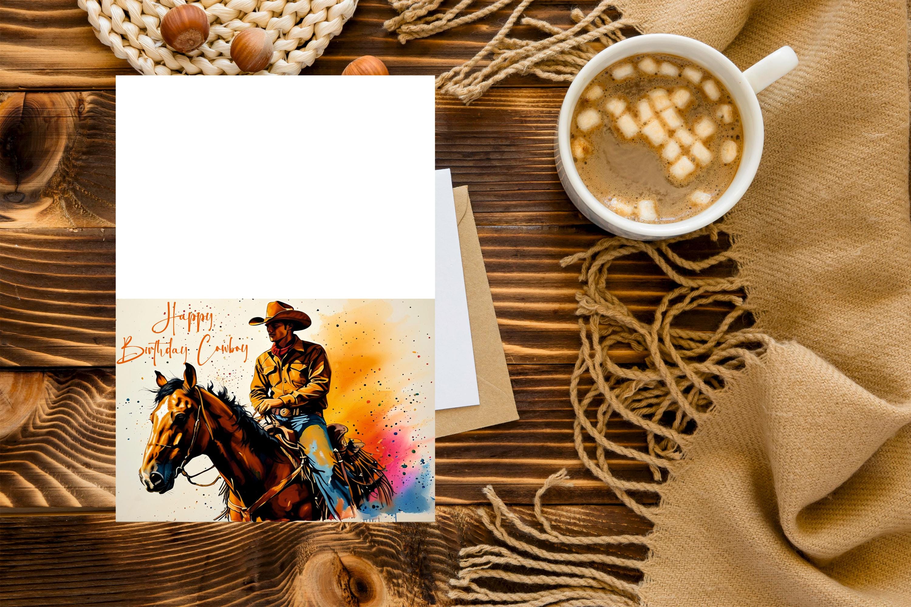 Happy Birthday Cowboy - Greeting Card/happy Birthday Card - Cowboy on ...