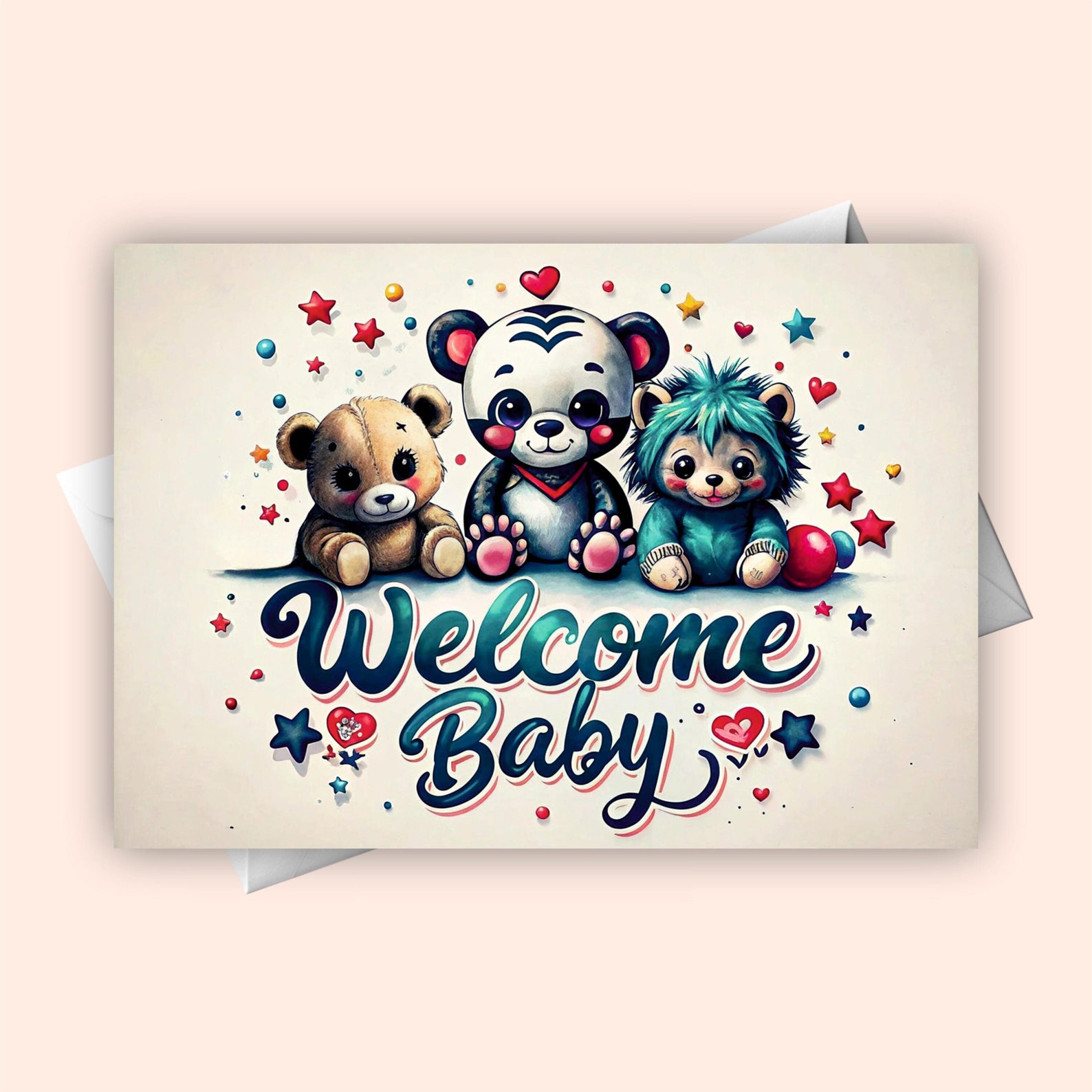 Funny Plush Toys Welcome Baby Digital Greeting Card - Cute Baby Welcome ...