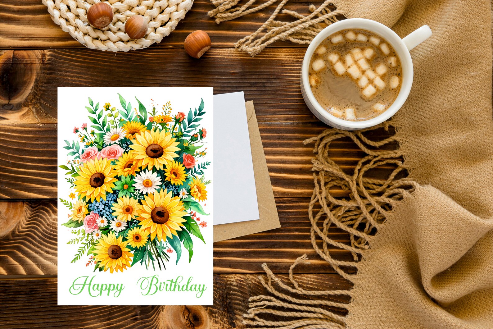 Floral Sunflower Happy Birthday Card (printable PDF) - Etsy Canada