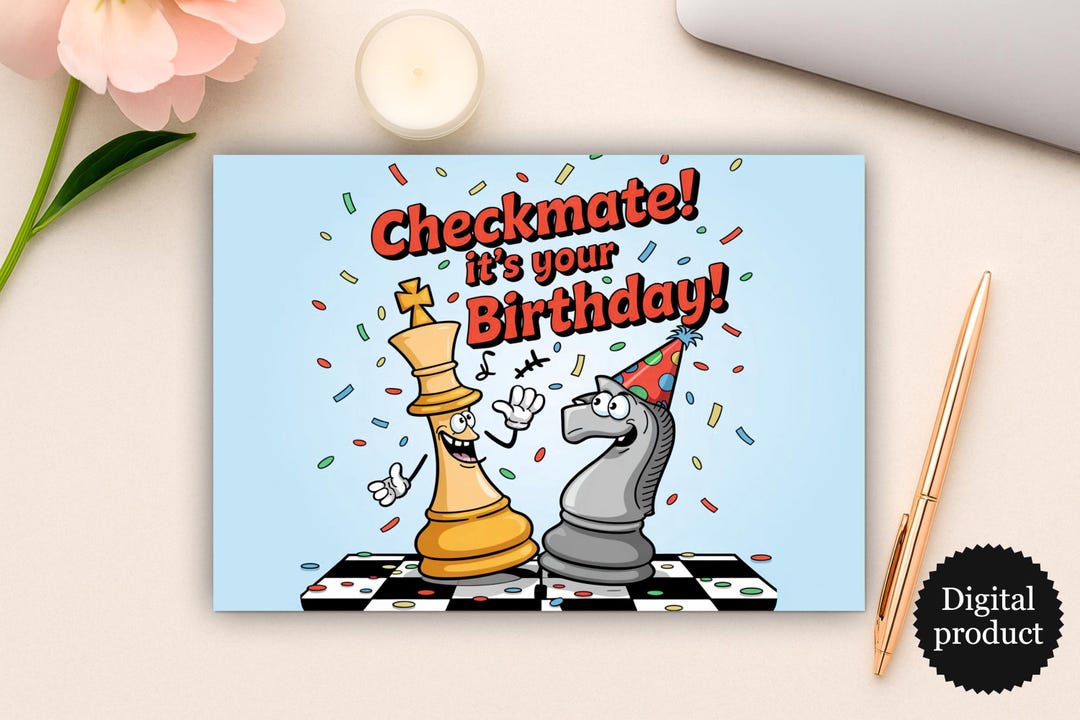 Funny Chess Birthday Card: Checkmate Design (printable PDF Download) - Etsy