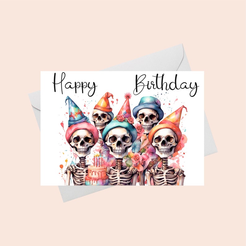 Funny Skeleton Birthday Card: Printable Prank Card (digital Download ...