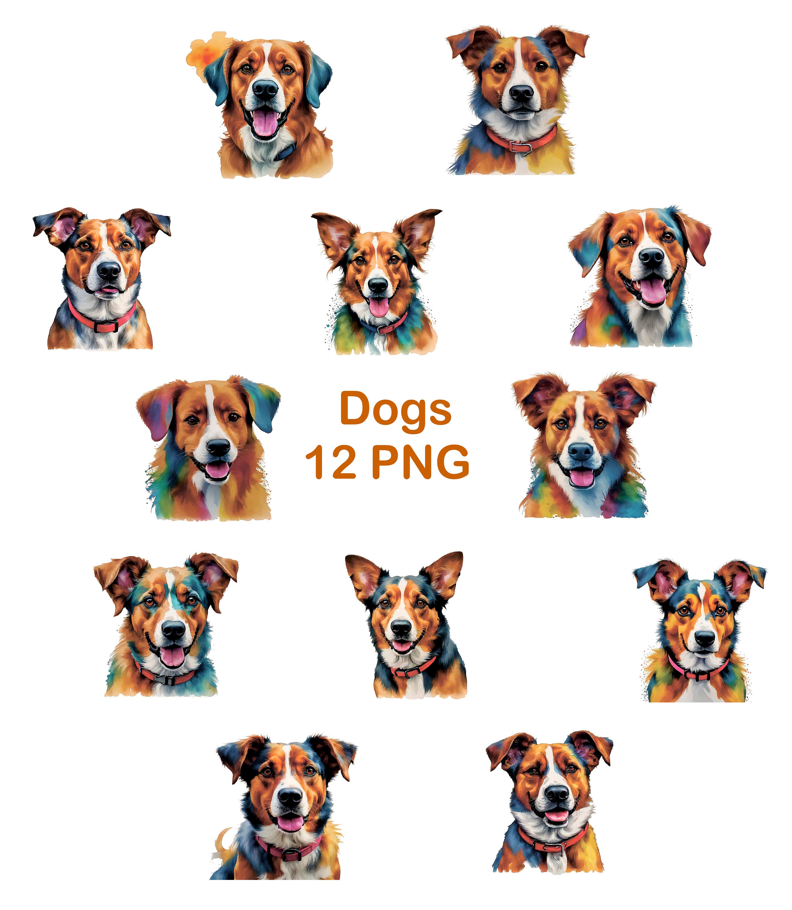 Beautiful Dogs Watercolor Clipart, Drawn Puppy Clipart, Dog ...