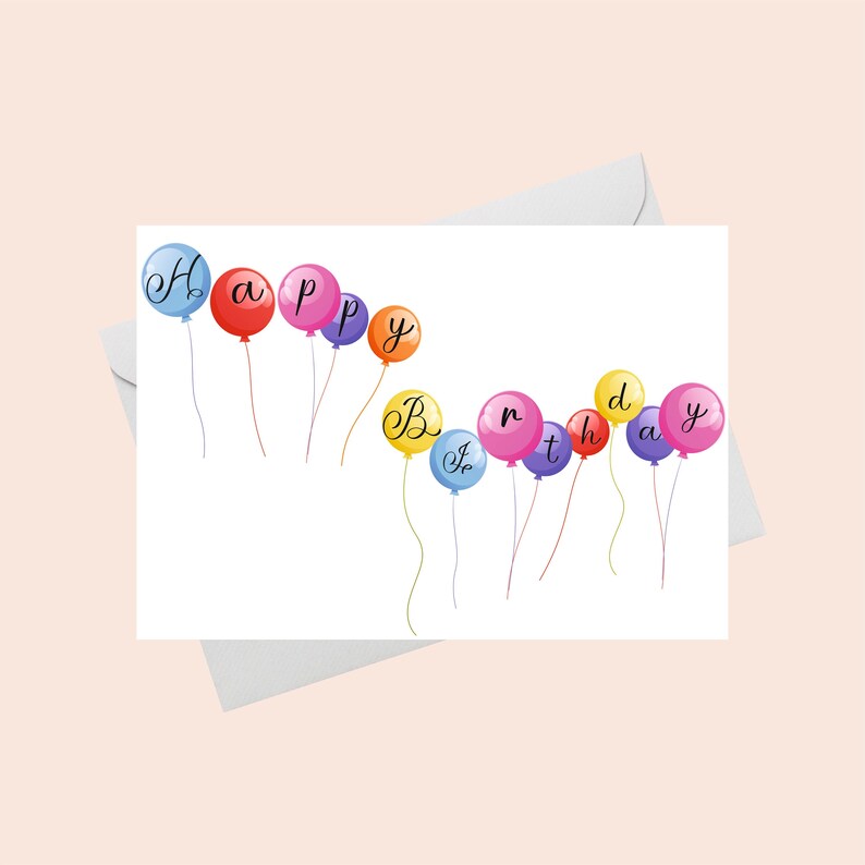 Printable Watercolor Balloons Birthday Card/digital Download/printable ...