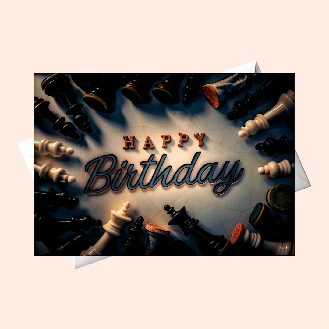 Happy Birthday Chess Digital Greeting Card With Chess Pieces Celebration Theme - Etsy