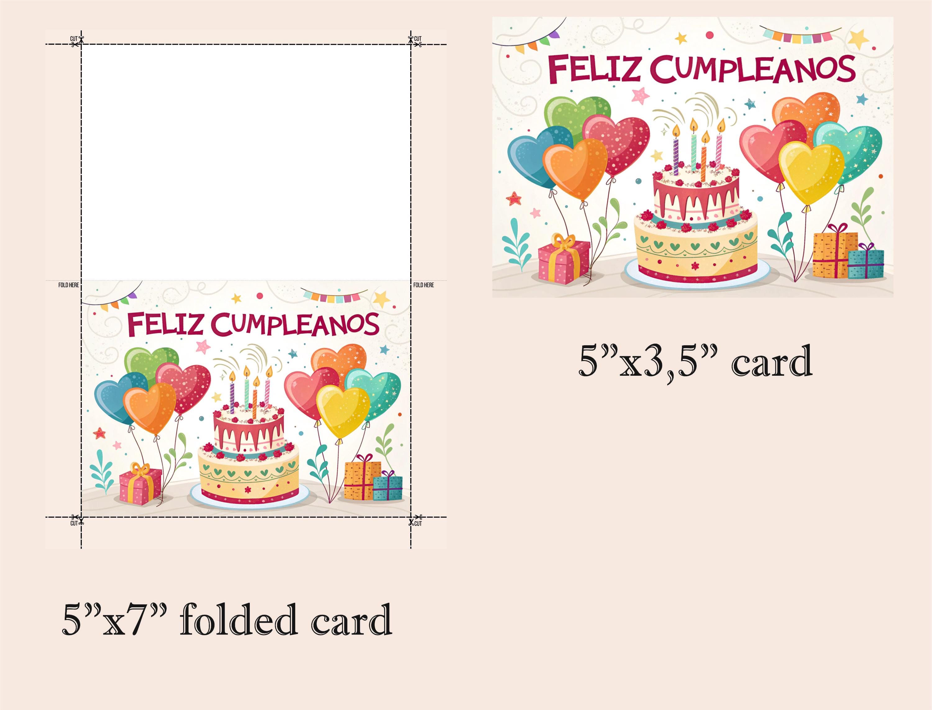 Colorful “feliz Cumpleaños” Birthday Card – Balloons & Cake – Printable ...