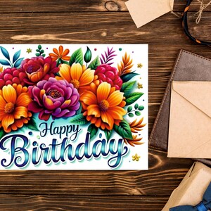 Happy Birthday Flowers Card | Digital Floral Birthday Greeting Card ...