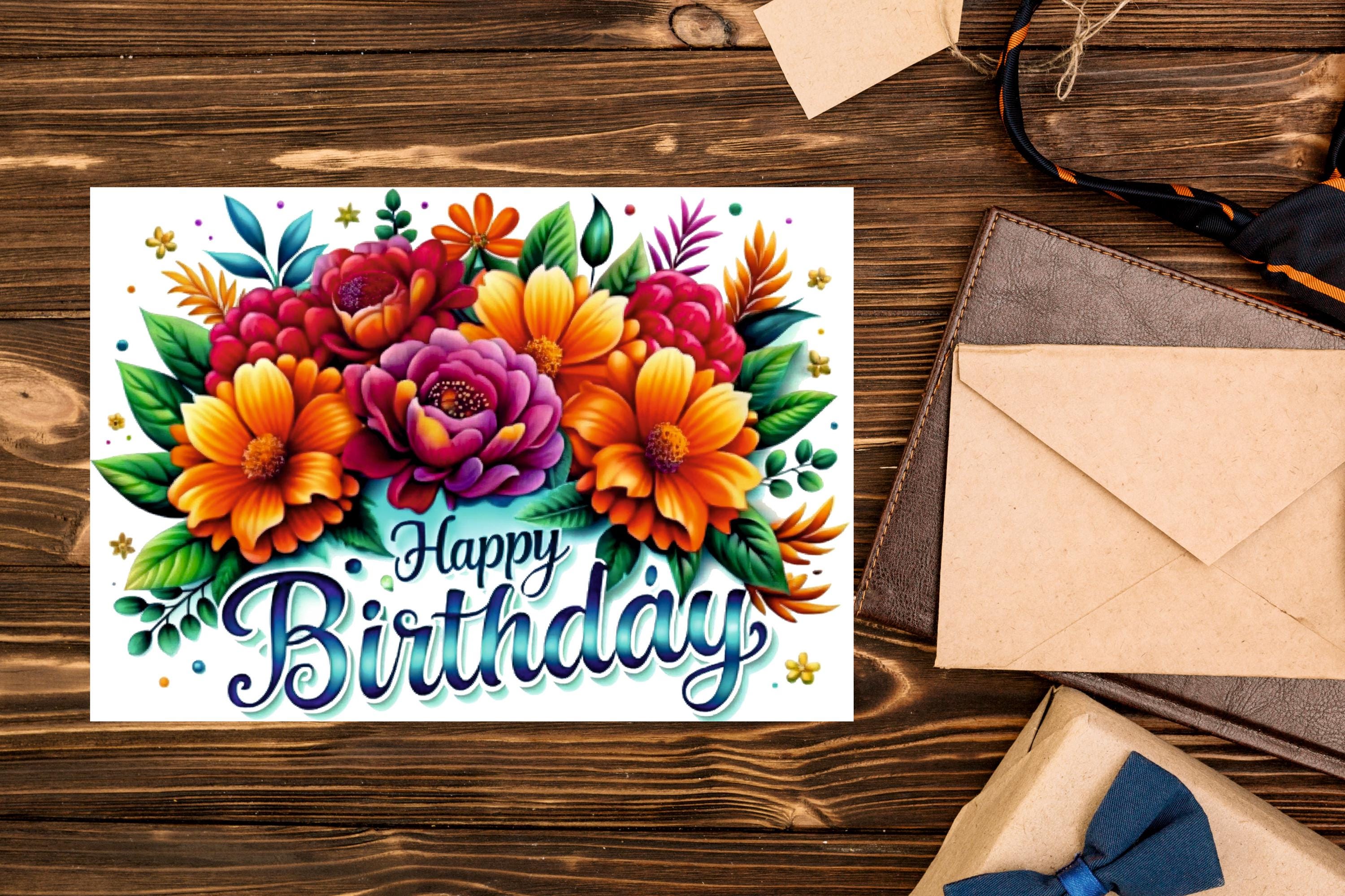 Happy Birthday Flowers Card | Digital Floral Birthday Greeting Card ...