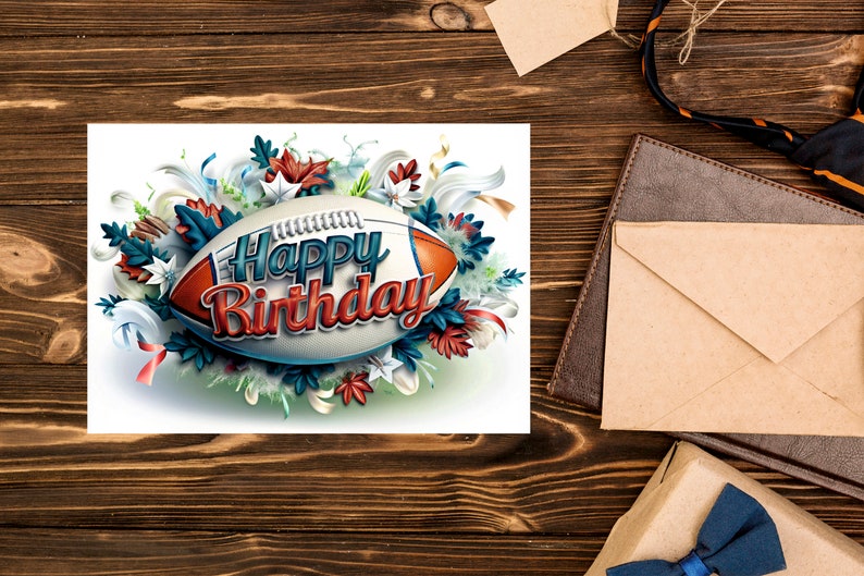 Happy Birthday Card - American Football Ball/running Player Digital ...