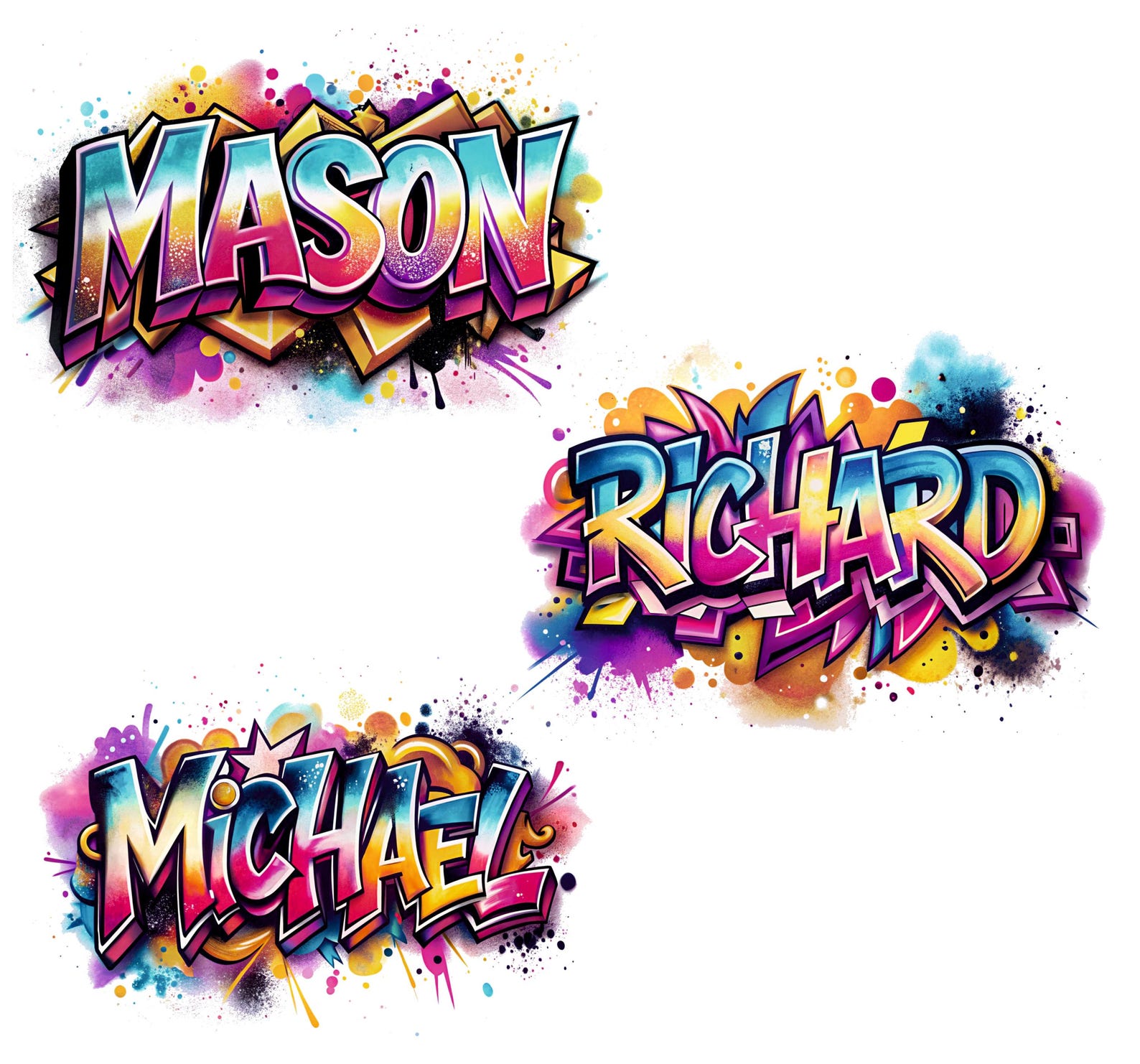 Graffiti-style Male Names Clipart - 21 PNG | Urban Street Art Name ...