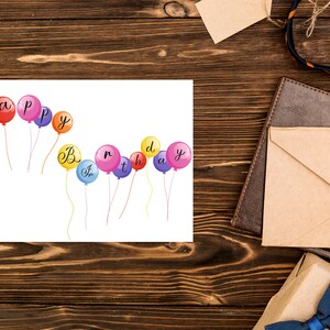 Printable Watercolor Balloons Birthday Card/digital Download/printable ...