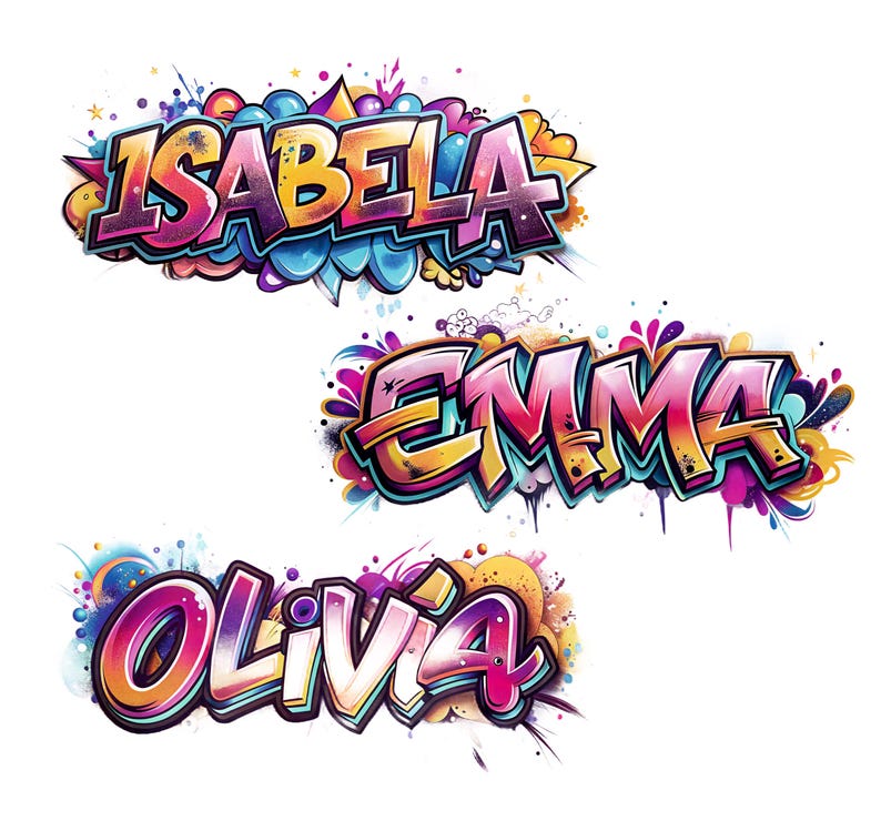 Female Name Graffiti Clipart, Colorful Street Art (PNG) - Etsy